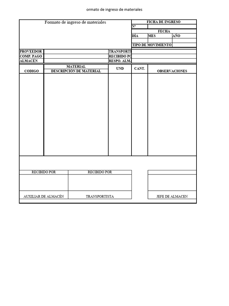 Ejemplos de Formularios Control Almacen | PDF | Economias
