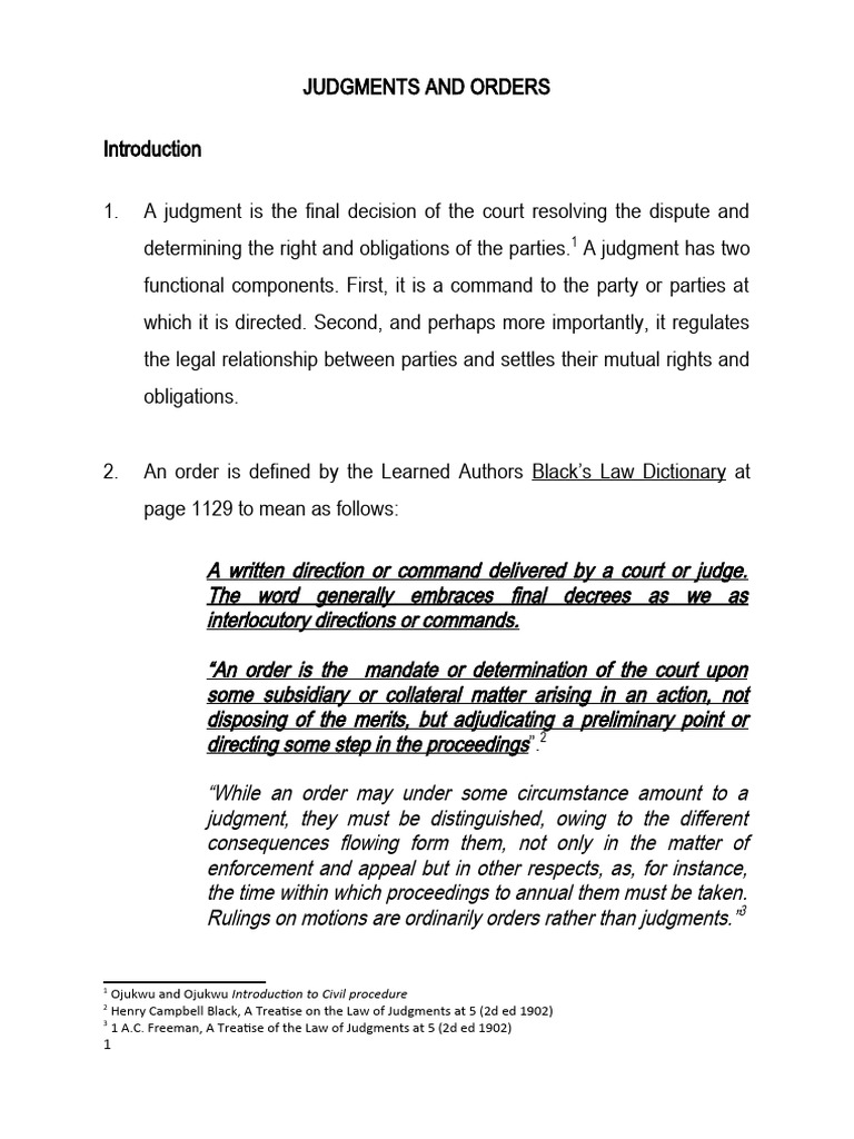 Revised Notes - Judgments and Orders - 2021 | PDF | Judgment (Law ...
