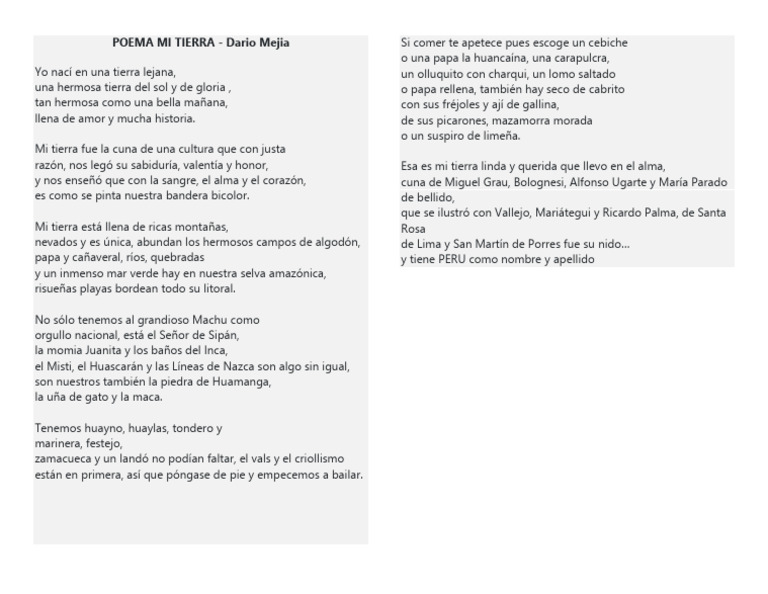 Poema Mi Tierra | PDF