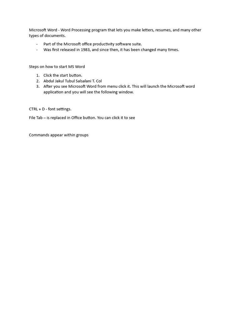 Microsoft Word | PDF | Computers