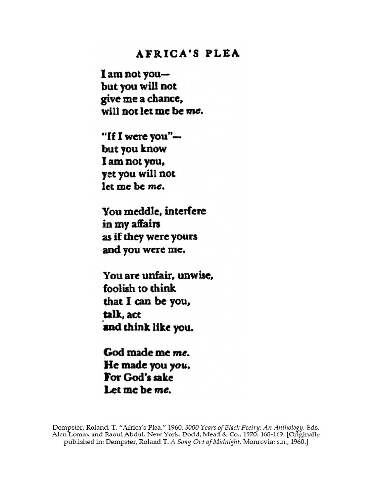 Dempster Roland T - Africa's Plea | PDF