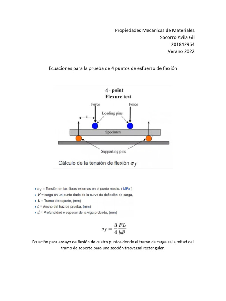 Ensayo de Flexión de 4 Puntos | PDF