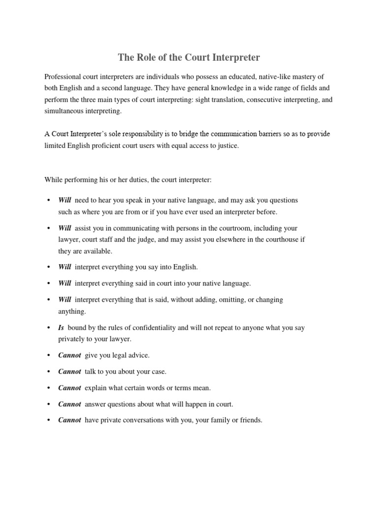 Role-Court-Interpreter Da | PDF