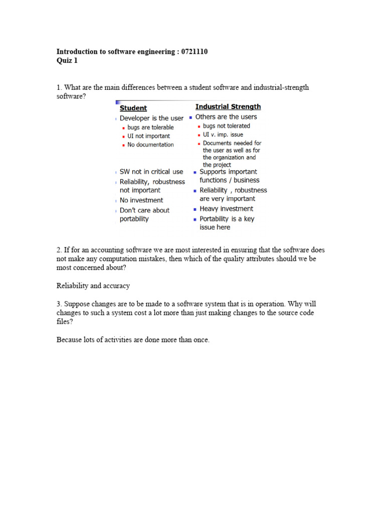 Software Engineering Basics Quiz | PDF | Business