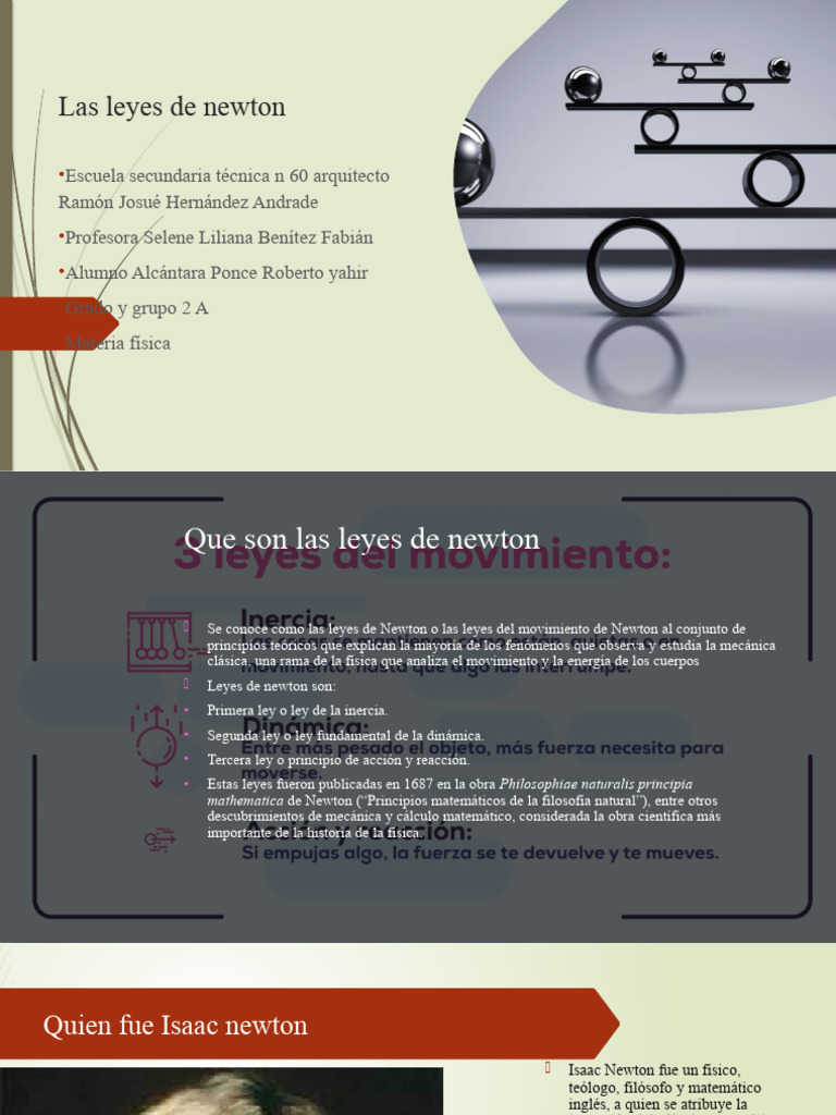 Leyes de Newton para Secundaria | PDF | Fuerza | Las leyes del ...
