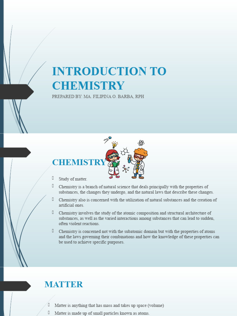 Introduction To Chemistry | PDF | Mixture | Chemistry