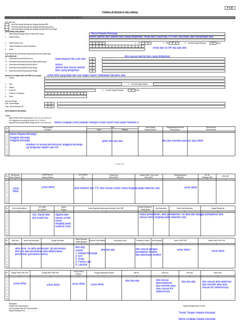 Panduan Pengisian Formulir F-1.01 | PDF