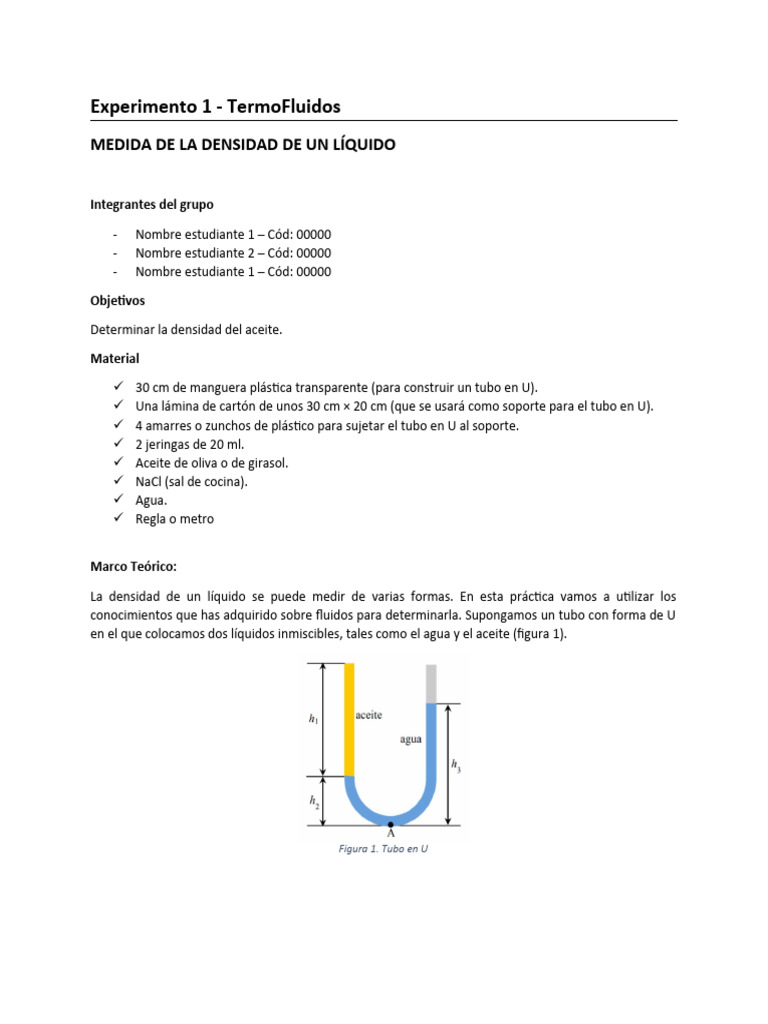 Guia_Laboratorio - Medición densidad de un fluido | PDF | Densidad | Presión