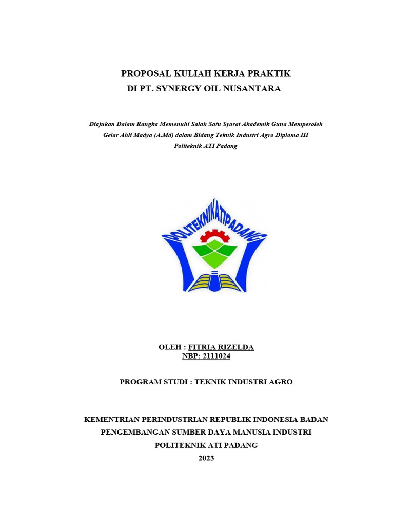 Proposal Kuliah Kerja Praktik Fitria Rizelda 2111024 | PDF