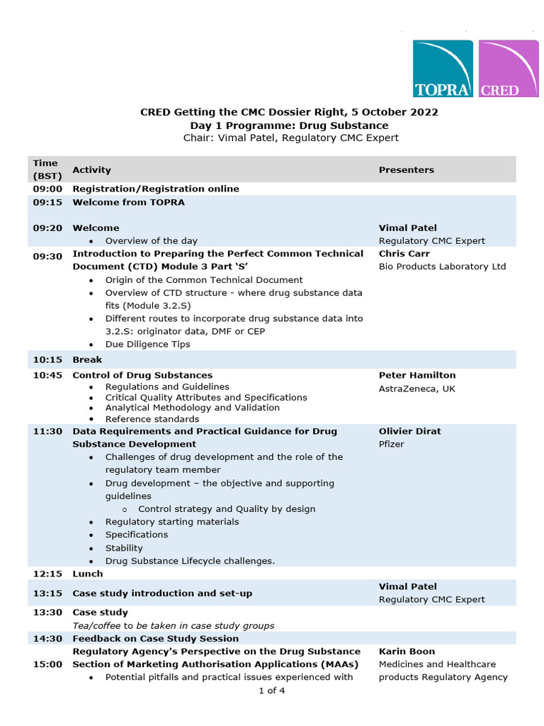CMC Programme 2022 | PDF | Pharmacy | Medicine