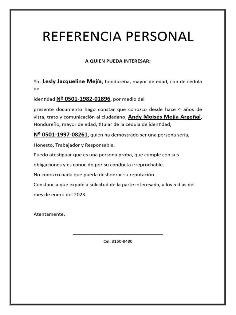 Referencia Personal | PDF