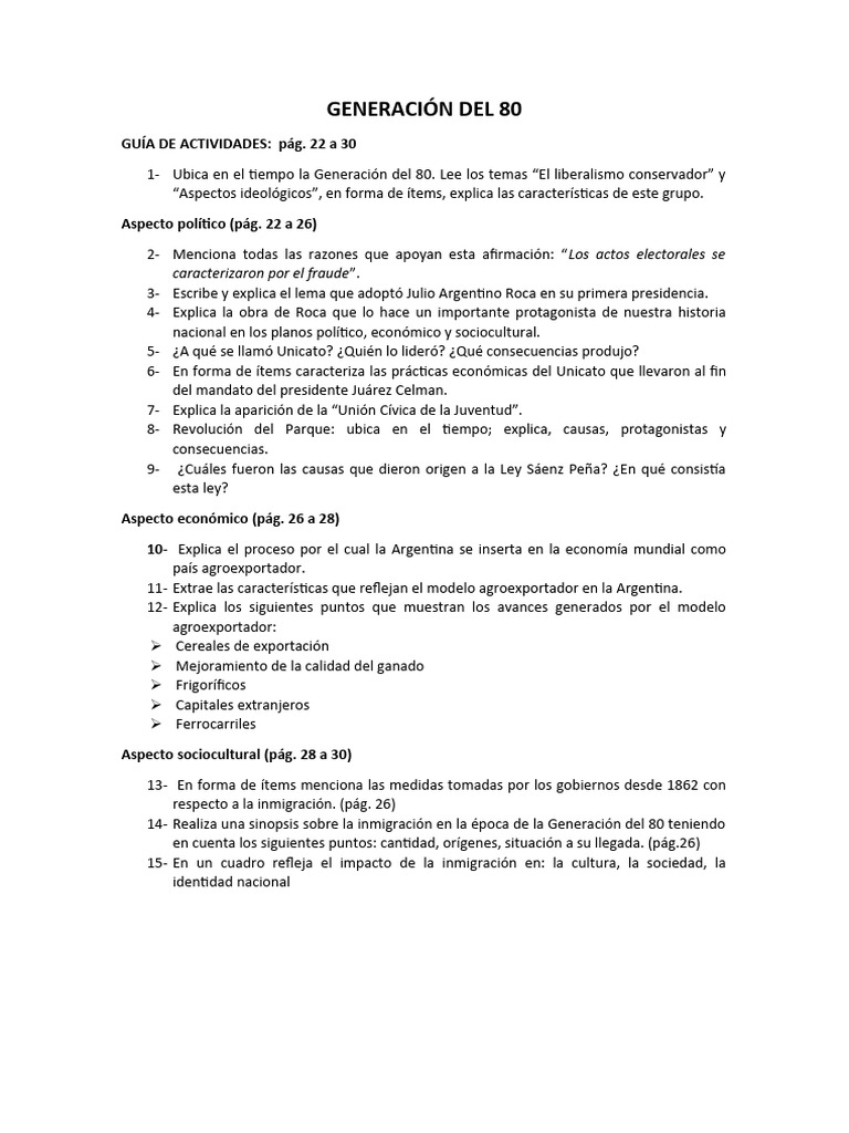 Generación Del 80 | PDF