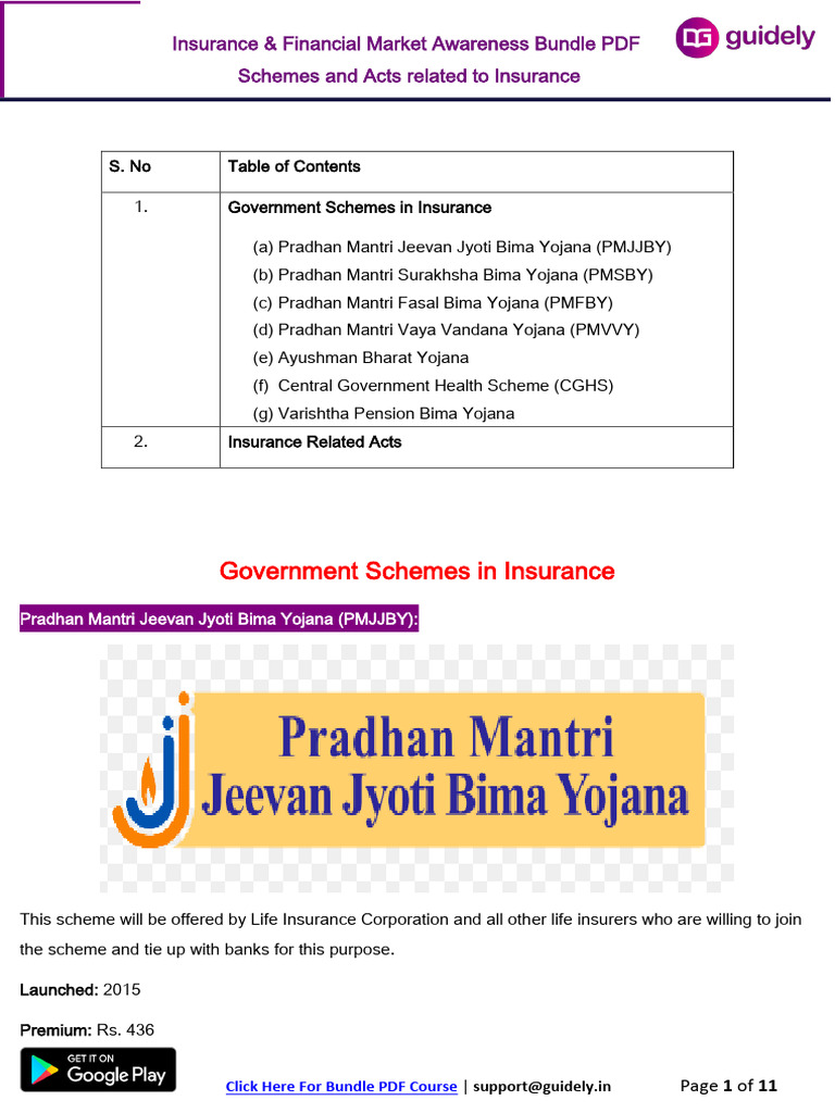 Government Schemes in Insurance: Insurance & Financial Market Awareness ...