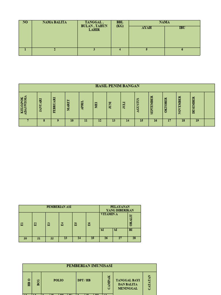 Buku Register Posyandu | PDF