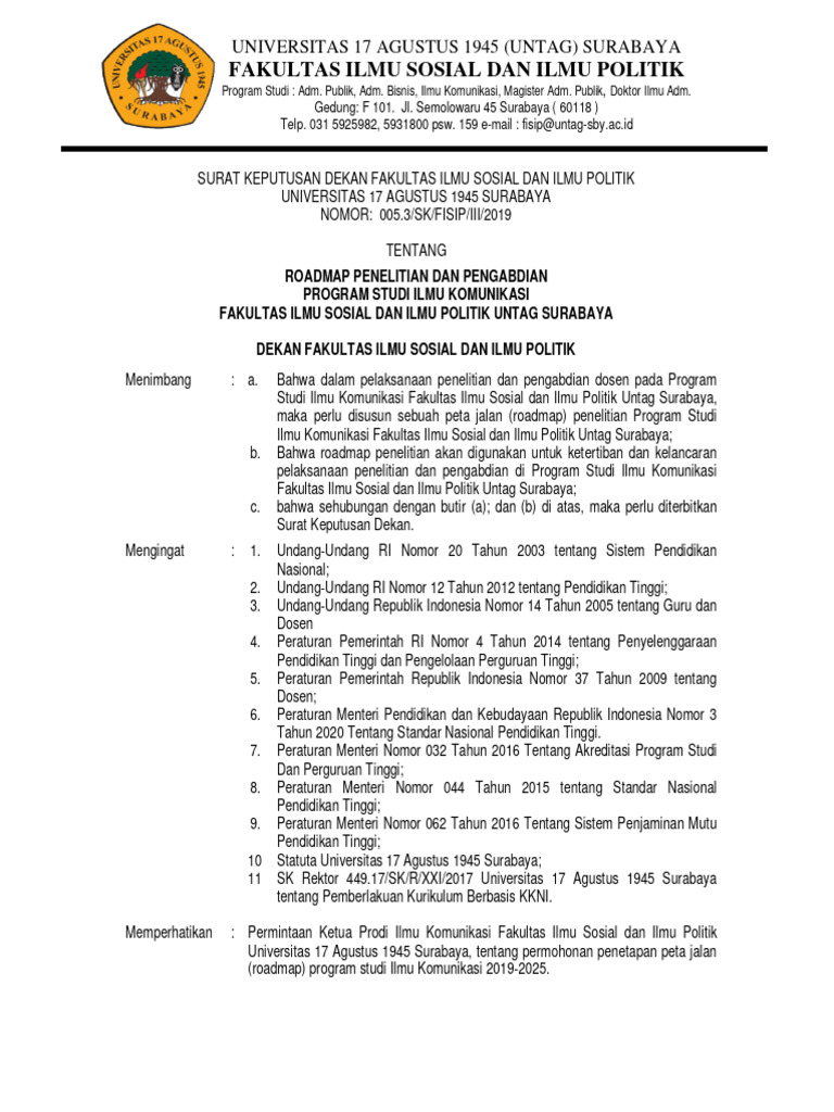 SK Dekan - Roadmap Ilkom | PDF