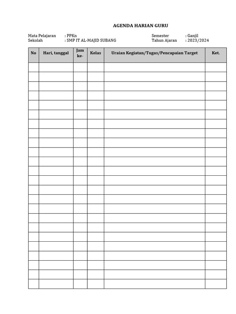 Agenda Harian Guru | PDF | Seni