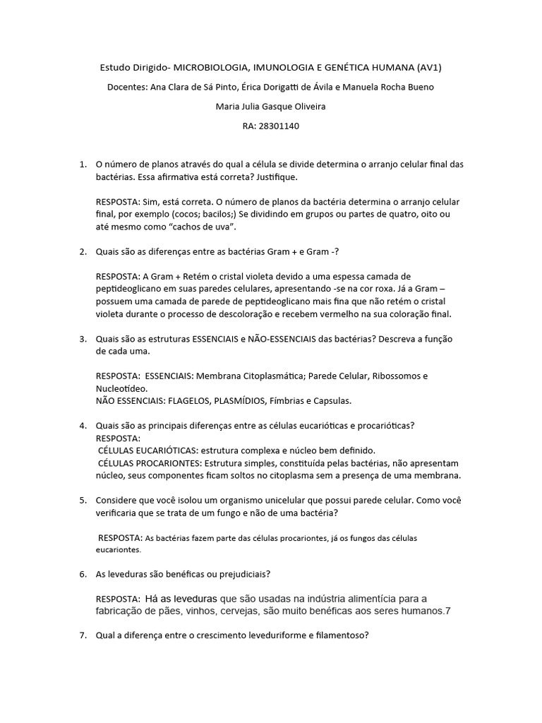 Microbiologia Estudo 2 | PDF | Vírus | Patógeno