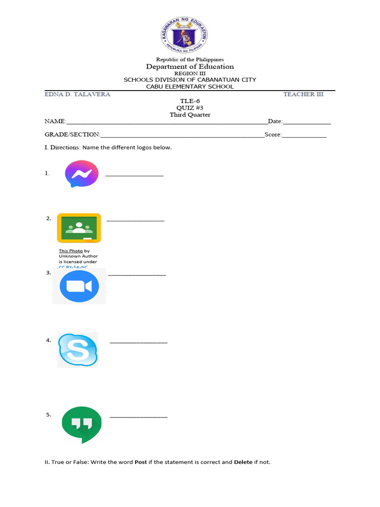 TLE - QUIZ - NO.3 - 3rd Quarter | Download Free PDF | Internet