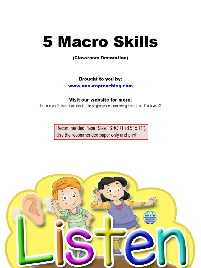 5 Macro Skills Classroom Poster | PDF | Career & Growth