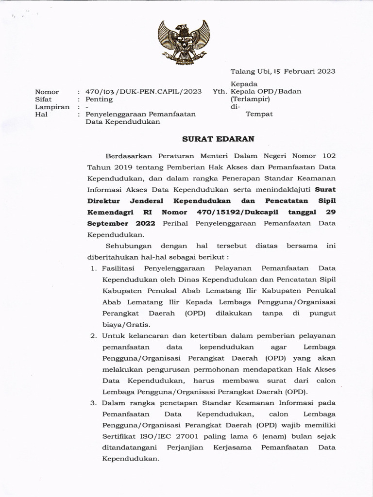 SURAT EDARAN PEMANFAATAN DATA27022023085850 | PDF