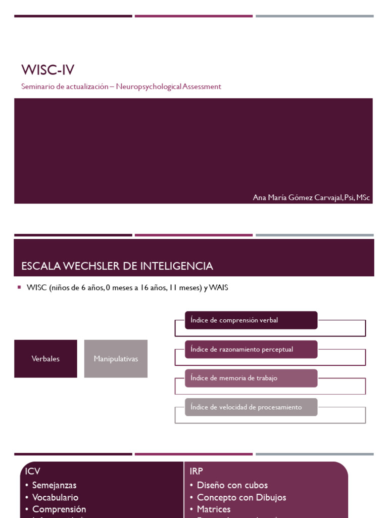 Wisc Iv | PDF | Escala de inteligencia para adultos de Wechsler | Memoria