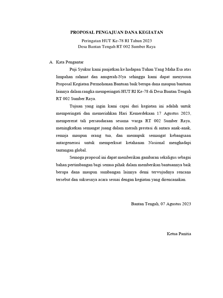 Proposal Pengajuan Dana Kegiatan | PDF