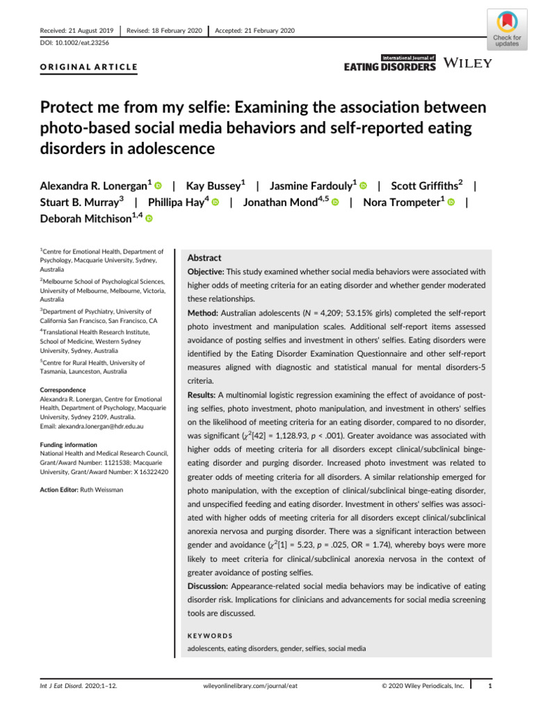 Protect Me From My Selfie - Examining The Association Between Photo-Based Social Media Behaviors ...