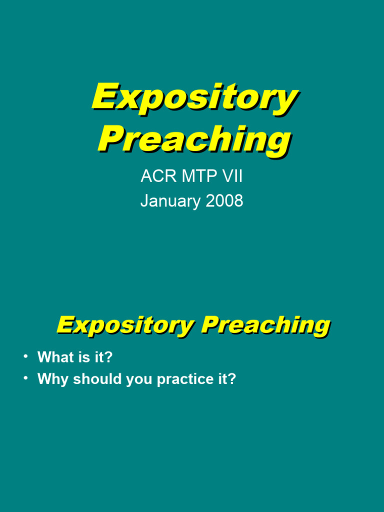 Expository Preaching MTP VII | PDF | Sermon | Exegesis