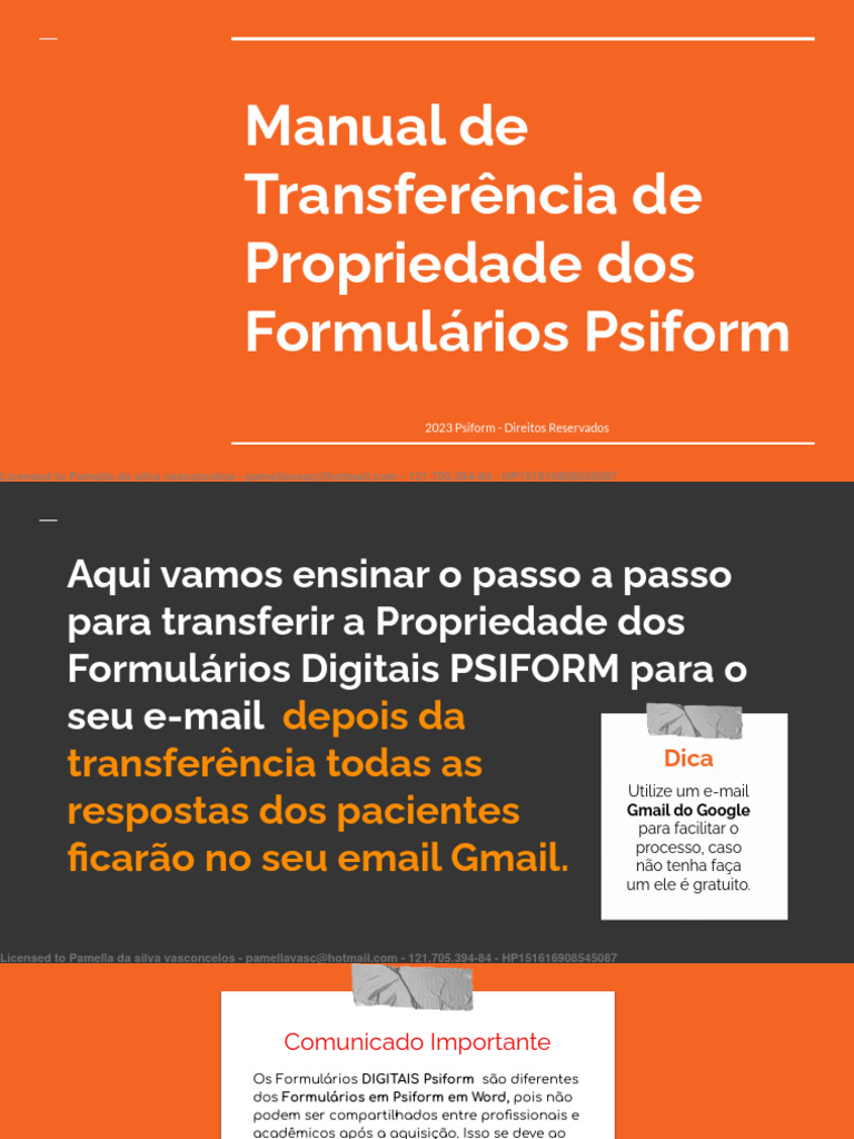 Manual de Transferência de Propriedade Dos Formulários Psiform | PDF ...