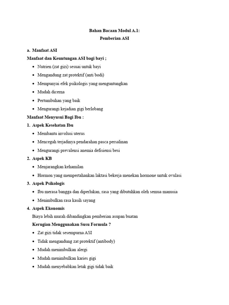 Bahan Bacaan Modul A Kelas Ibu Balita | PDF