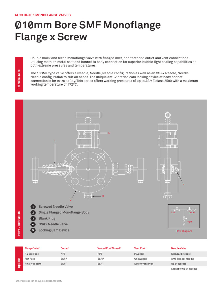 10MM Bore DMF Monoflange Flange X Screw | PDF | Valve | Chemical Engineering