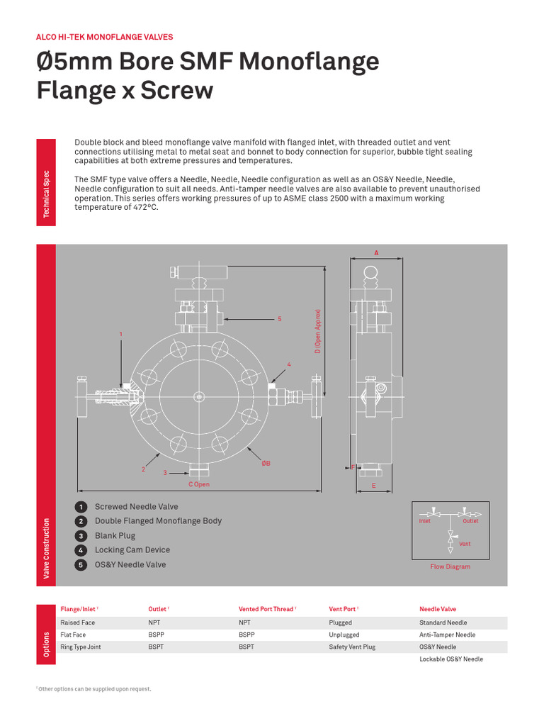 5MM Bore DMF Monoflange Flange X Screw | PDF | Valve | Machines