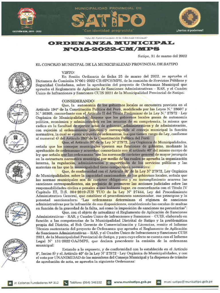 Ordenanza Rasa y Cuis | PDF