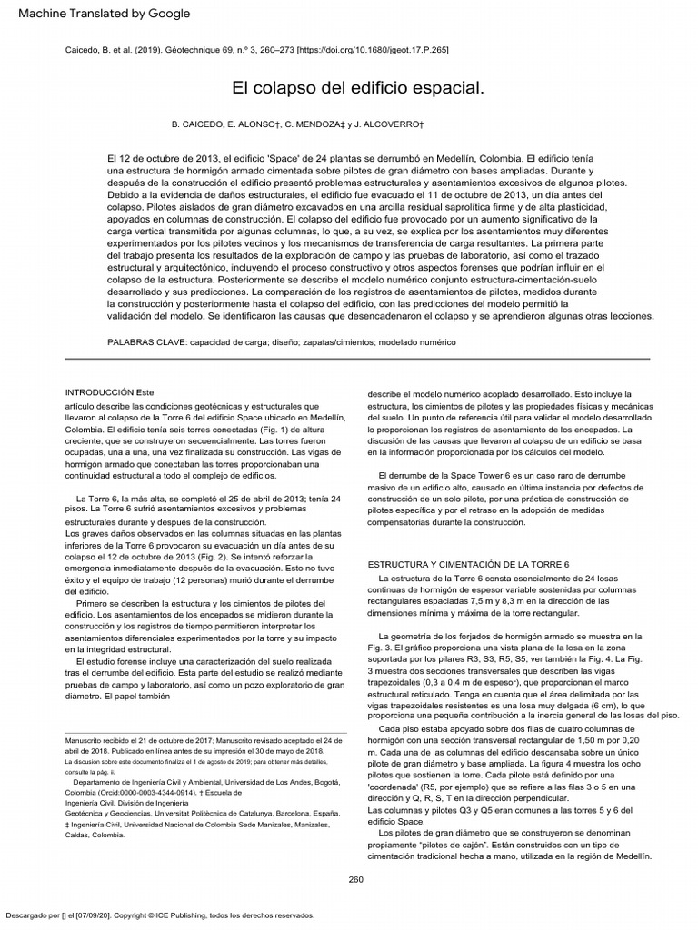 Colapso Edificio Space. ESP | PDF | Fundación profunda | Fundación ...