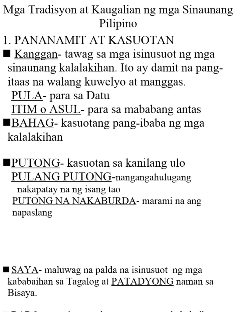 Mga Kaugalian NG Sinaunang Pilipino | PDF