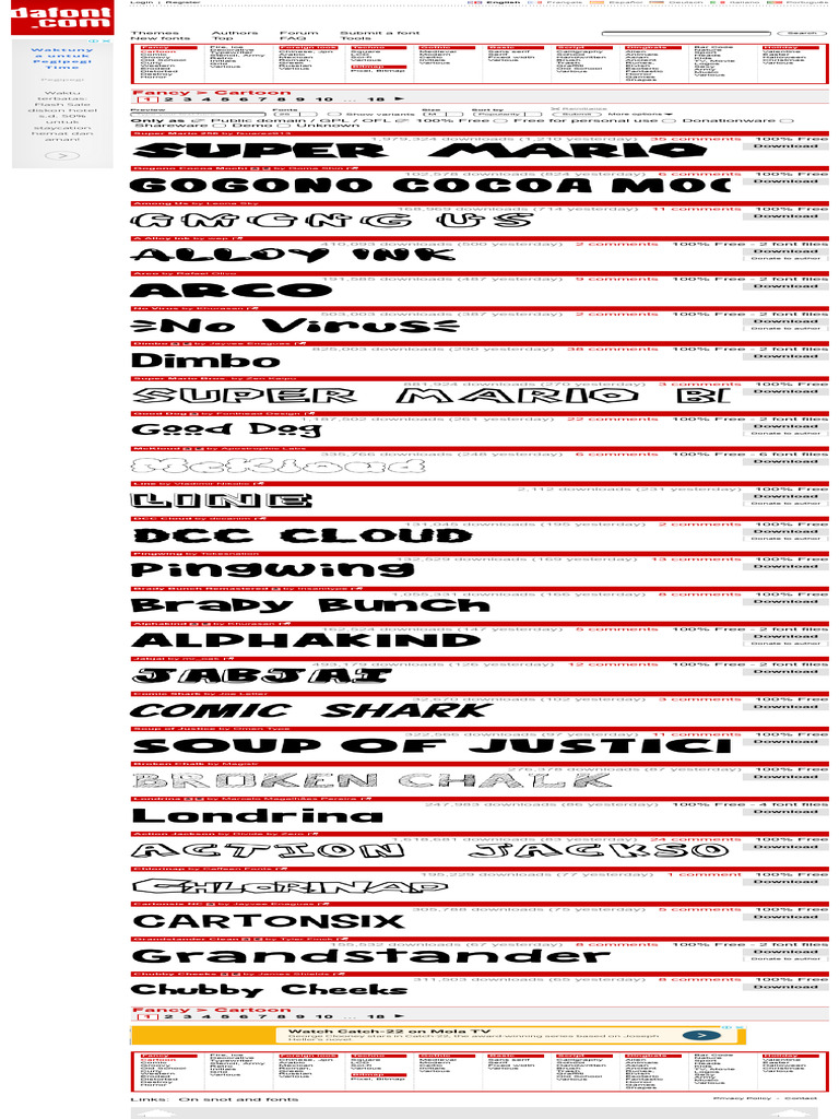 Free Cartoon Fonts Collection | PDF | Typefaces | Serif