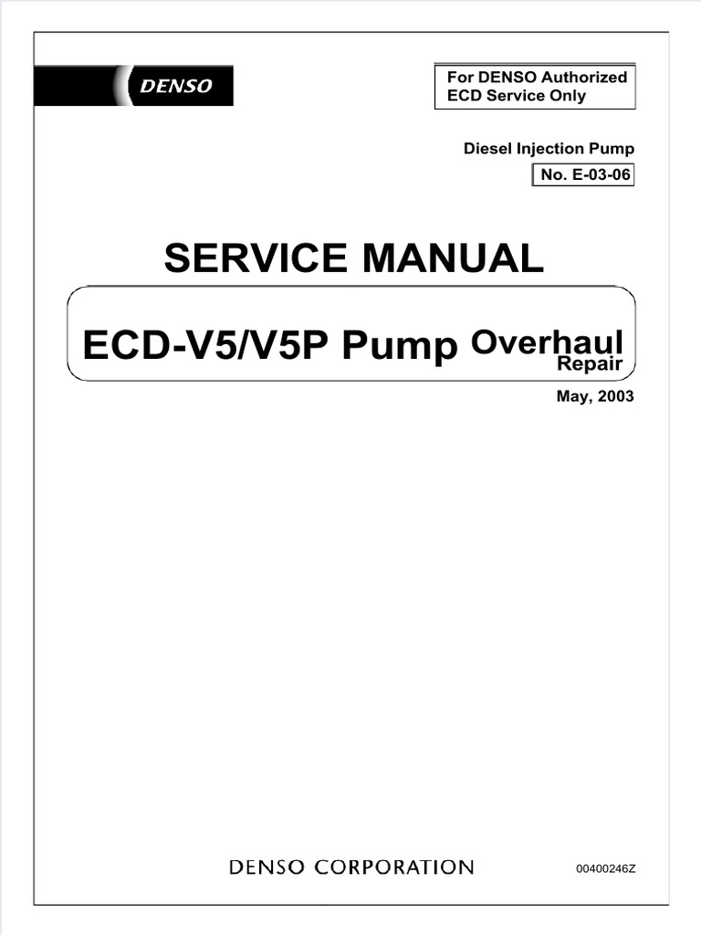 Dokumen - Tips - Ve Pump Denso Repair Manual | PDF | Pump | Mechanical Engineering
