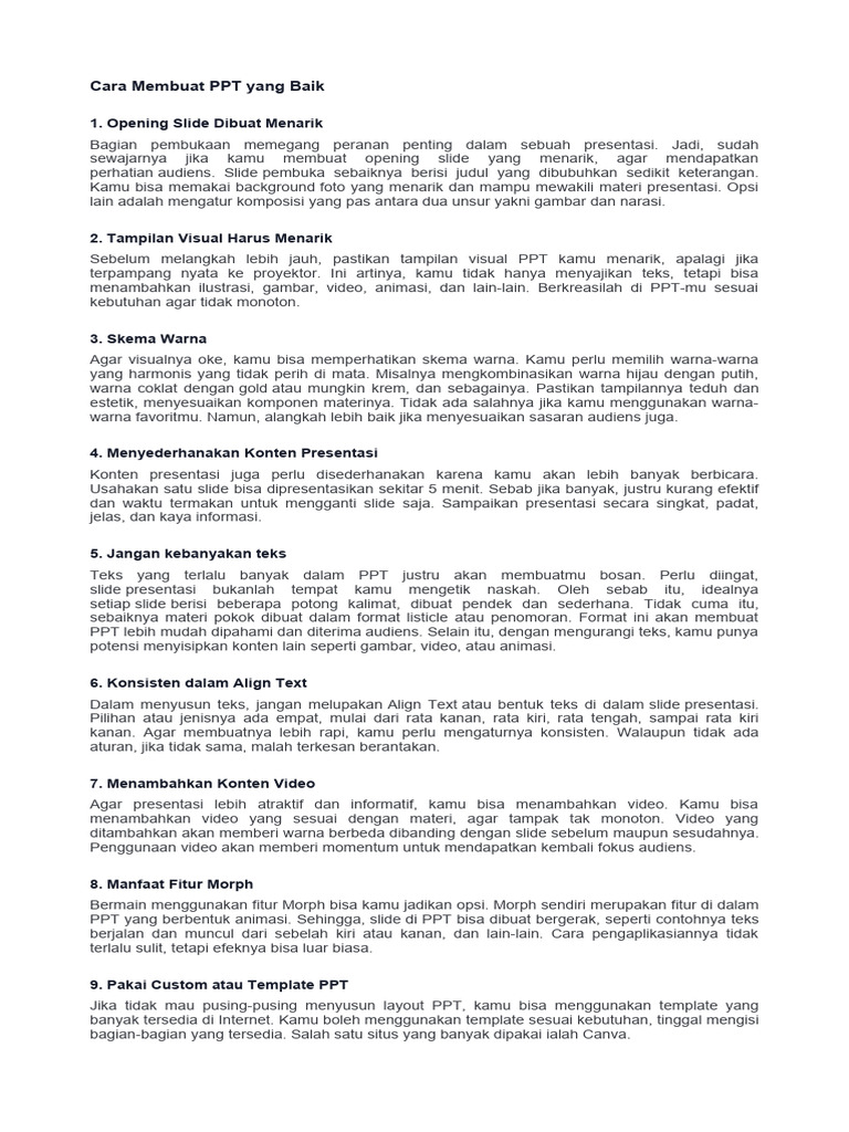 Cara Membuat PPT Yang Baik | PDF