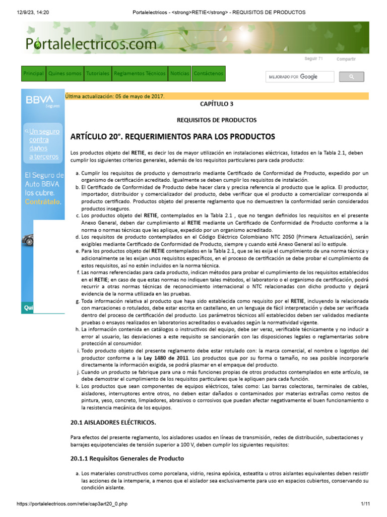Portalelectricos - Strong - RETIE - Strong - REQUISITOS DE PRODUCTOS | PDF | Aislador ...