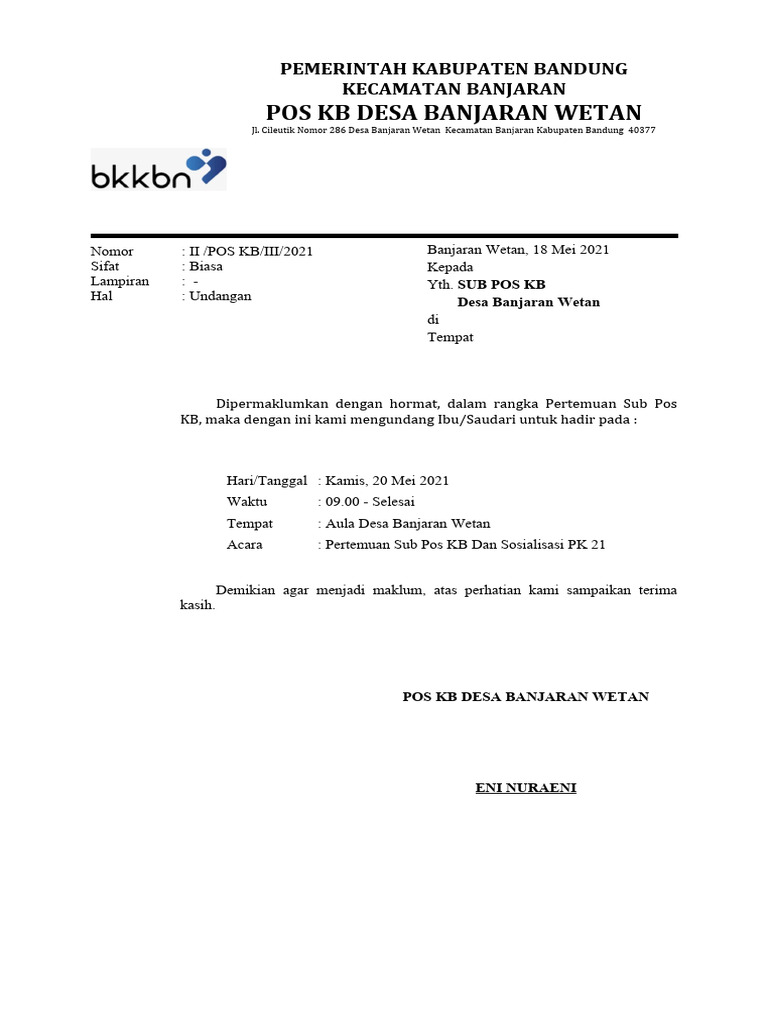 Undangan POS KB | PDF
