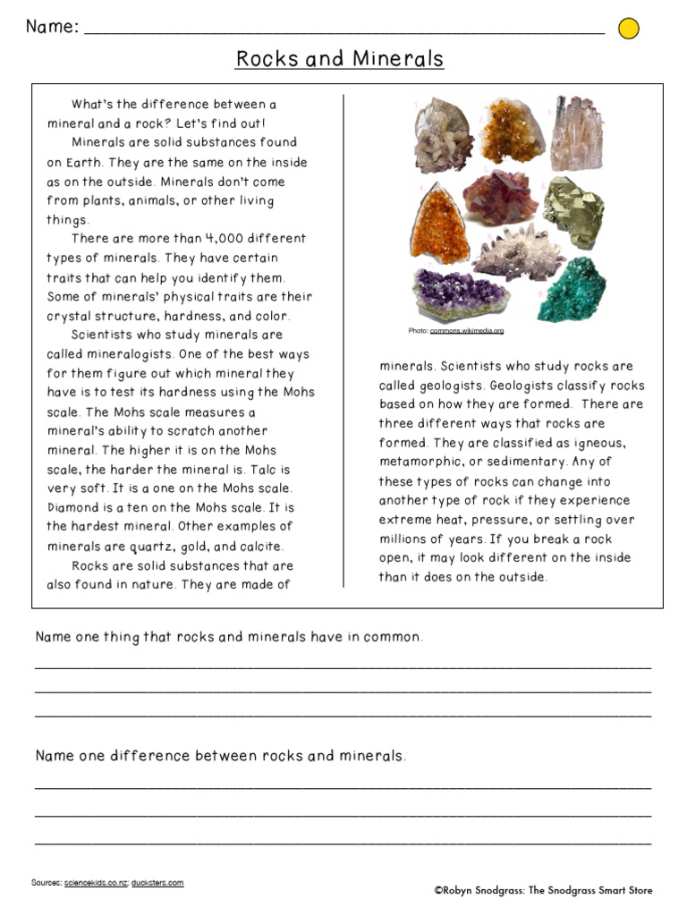Rocks and Minerals Reading | PDF | Minerals | Rock (Geology)