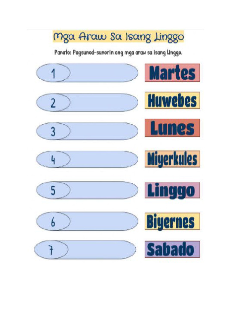 Mga Araw Sa Isang Linggo | PDF