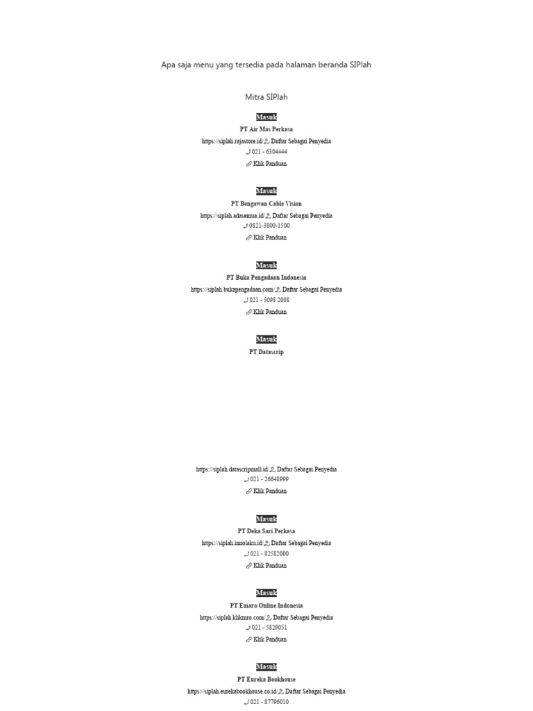 Apa Saja Menu Yang Tersedia Pada Halaman Beranda SIPlah | PDF