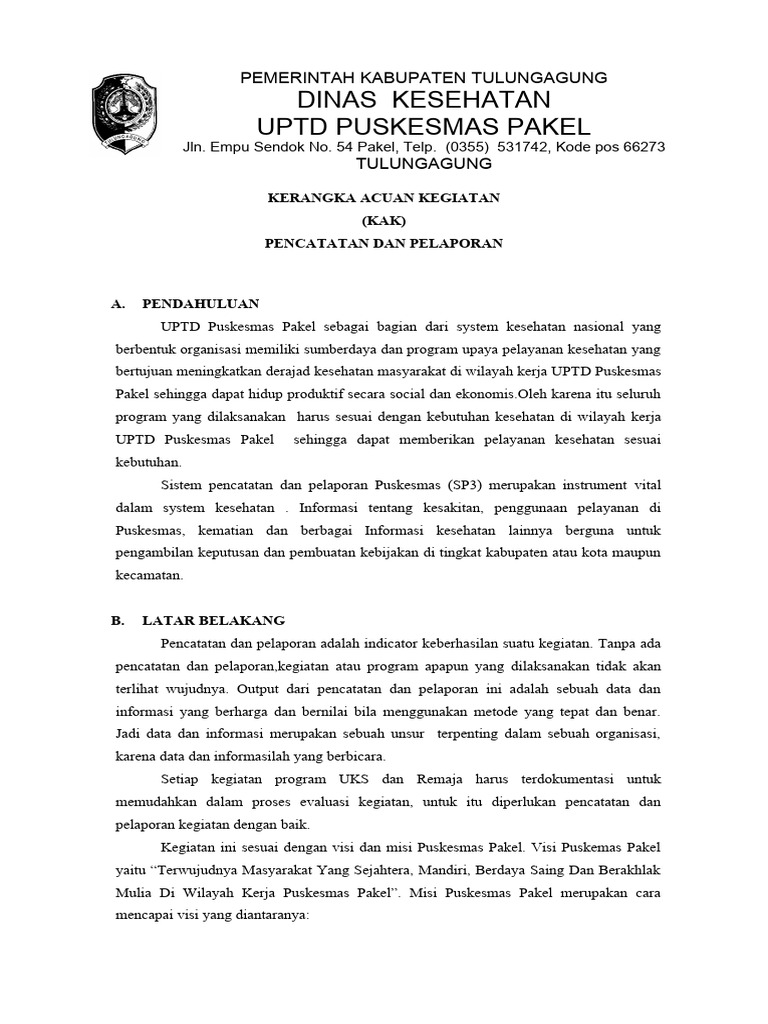 Kak Pencatatan Dan Pelaporan | PDF