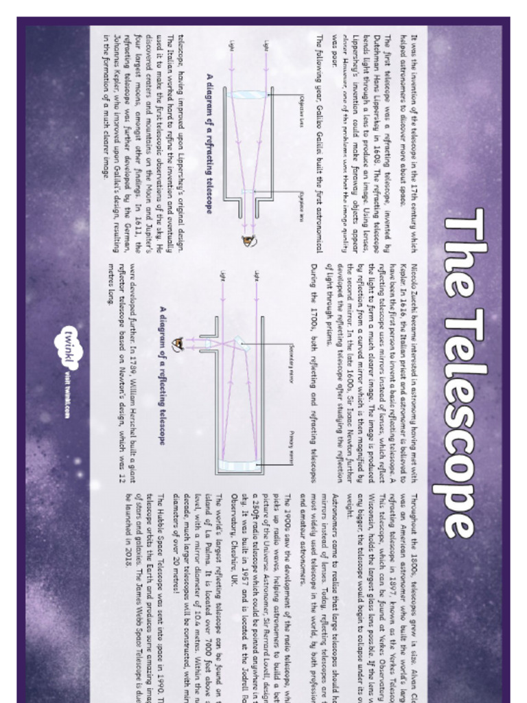 Twinkl Telescope-Differentiated-Comprehension-Activity | PDF | Telescope | Galileo Galilei