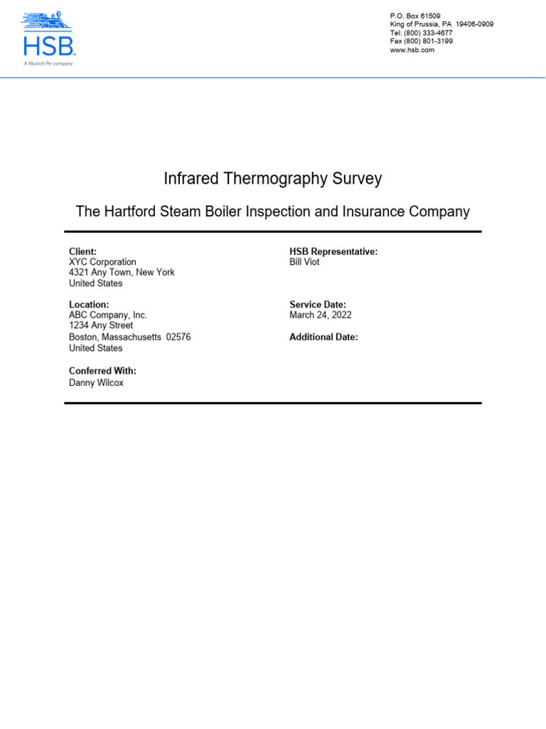 2019 HSB IR Thermography Sample Report | PDF | Insurance | Thermography