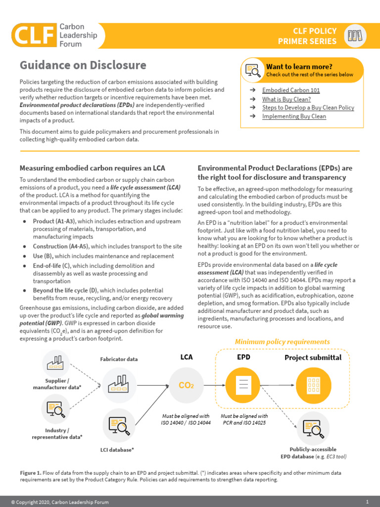 CLF Policy Primer 3 Guidance On Embodied Carbon Disclosure | PDF | Life ...