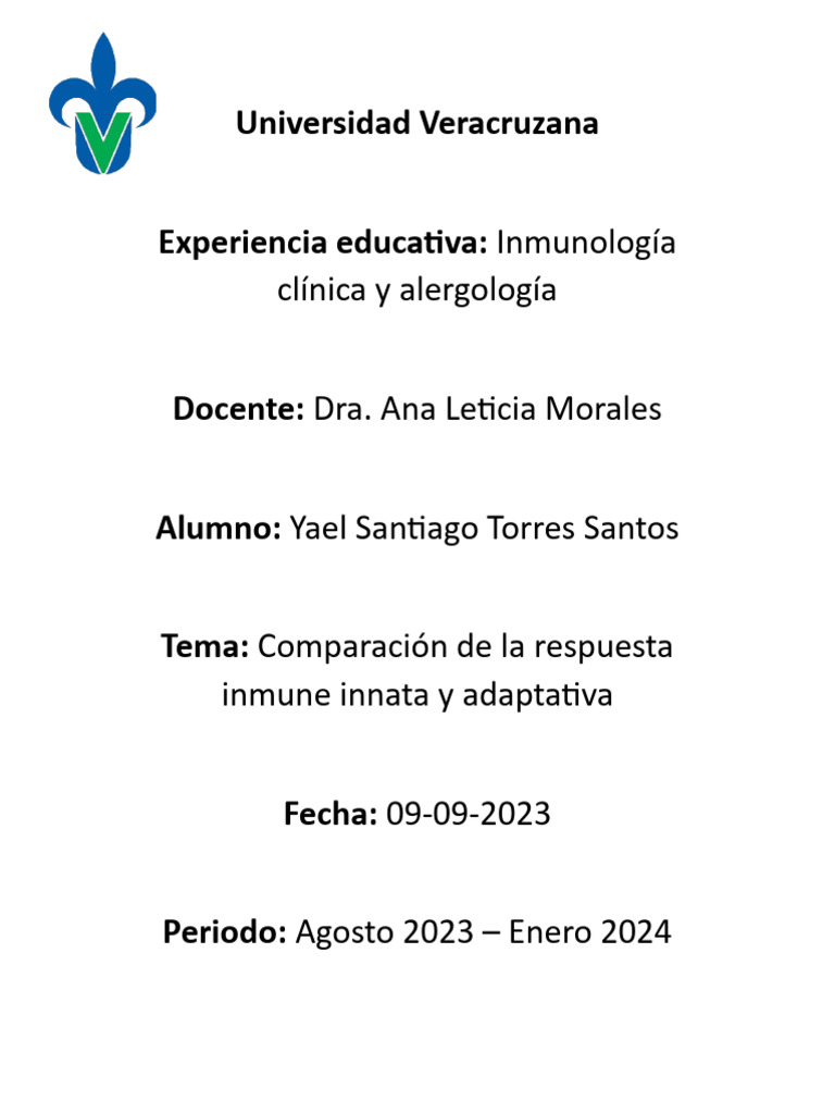 ACT 2 - Respuesta Inmune Innata y Adaptativa - Yael - Inmuno - 5D | PDF ...
