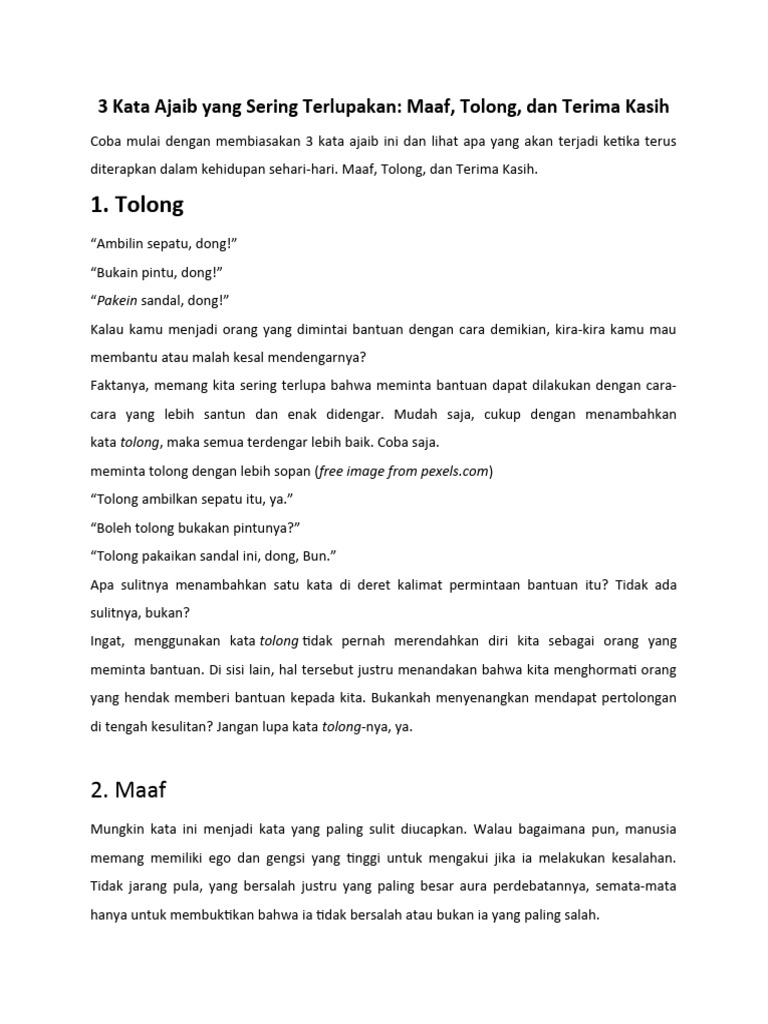 3 Kata Ajaib Yang Sering Terlupakan | PDF 3 Kata Ajaib Yang Sering Terlupakan | PDF