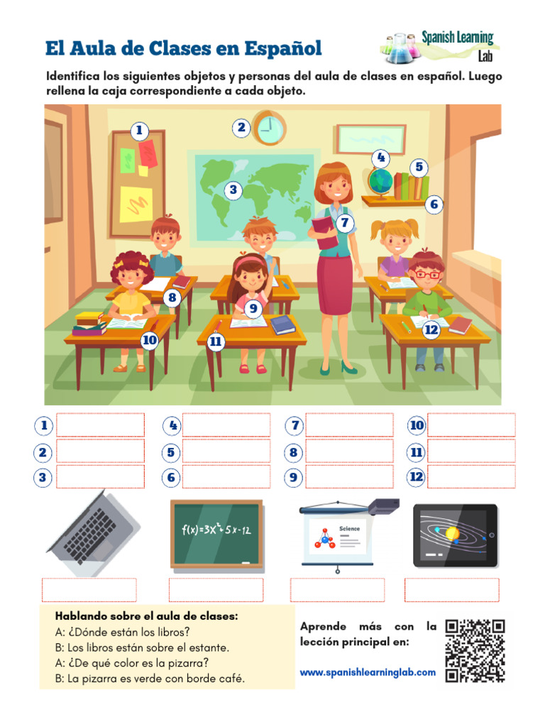 El Aula de Clases en Espanol The Classroom Spanish Con Respuestas | PDF